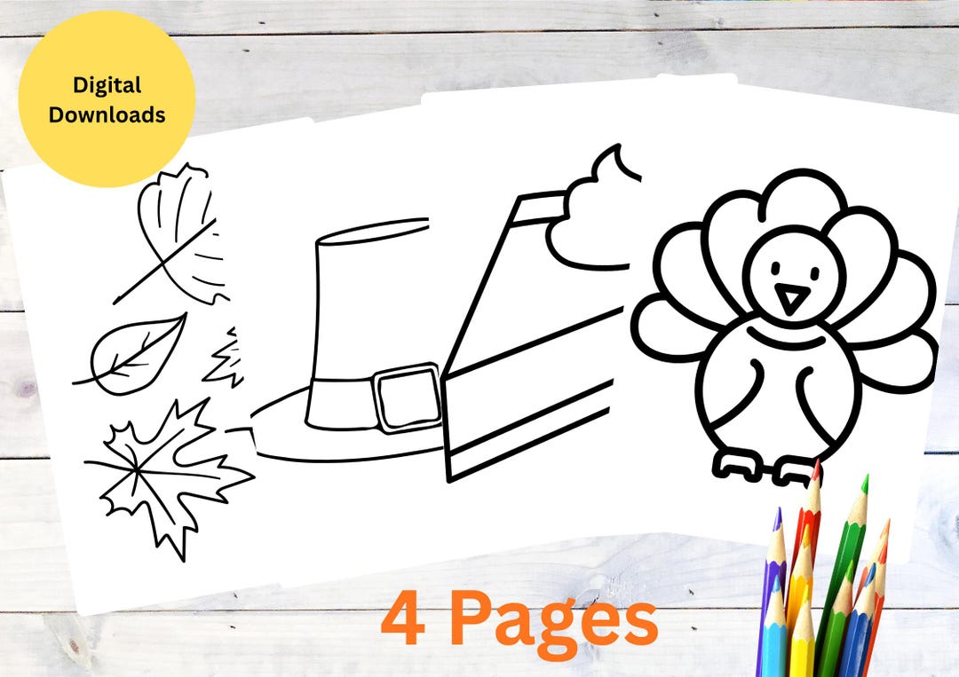Thanksgiving Coloring Pages for Kids, Turkey, Pilgrim Hat & Leaves,fall ...