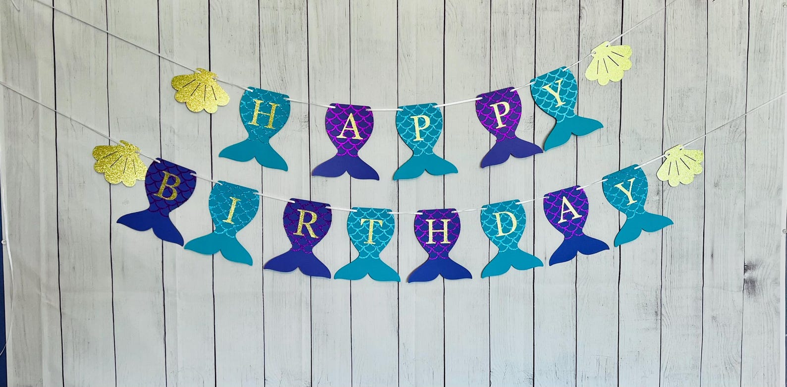 Mermaid Birthday Banner, Mermaid Tail Banner, Mermaid Party Decor ...