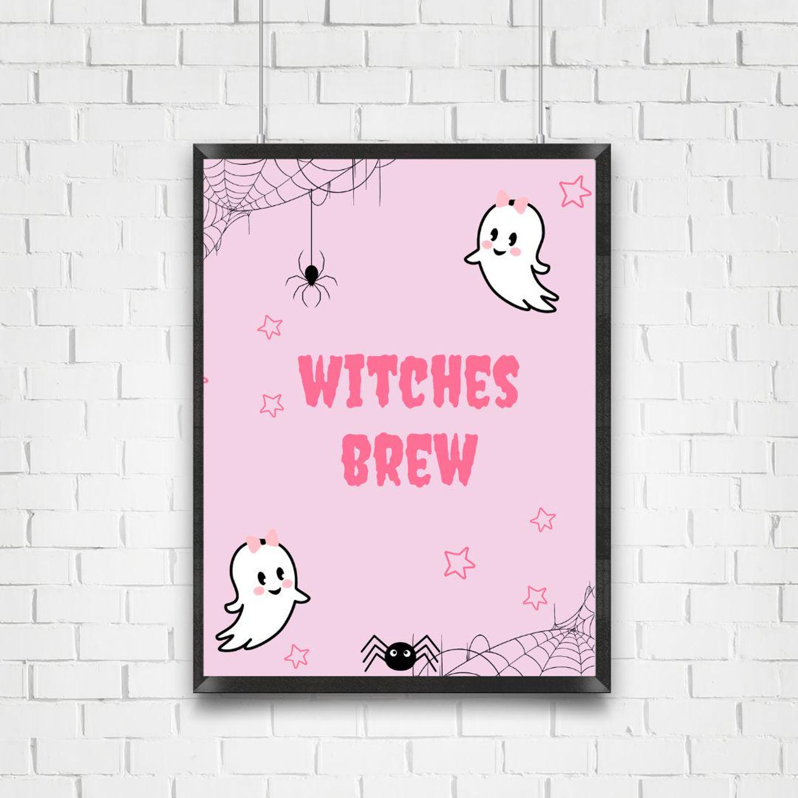 Witches Brew Printable Sign, Pink Halloween Printable Sign, Halloween ...