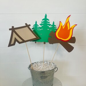 Camping Centerpieces, Camping Party Decor, Campfire Birthday, Outdoor ...