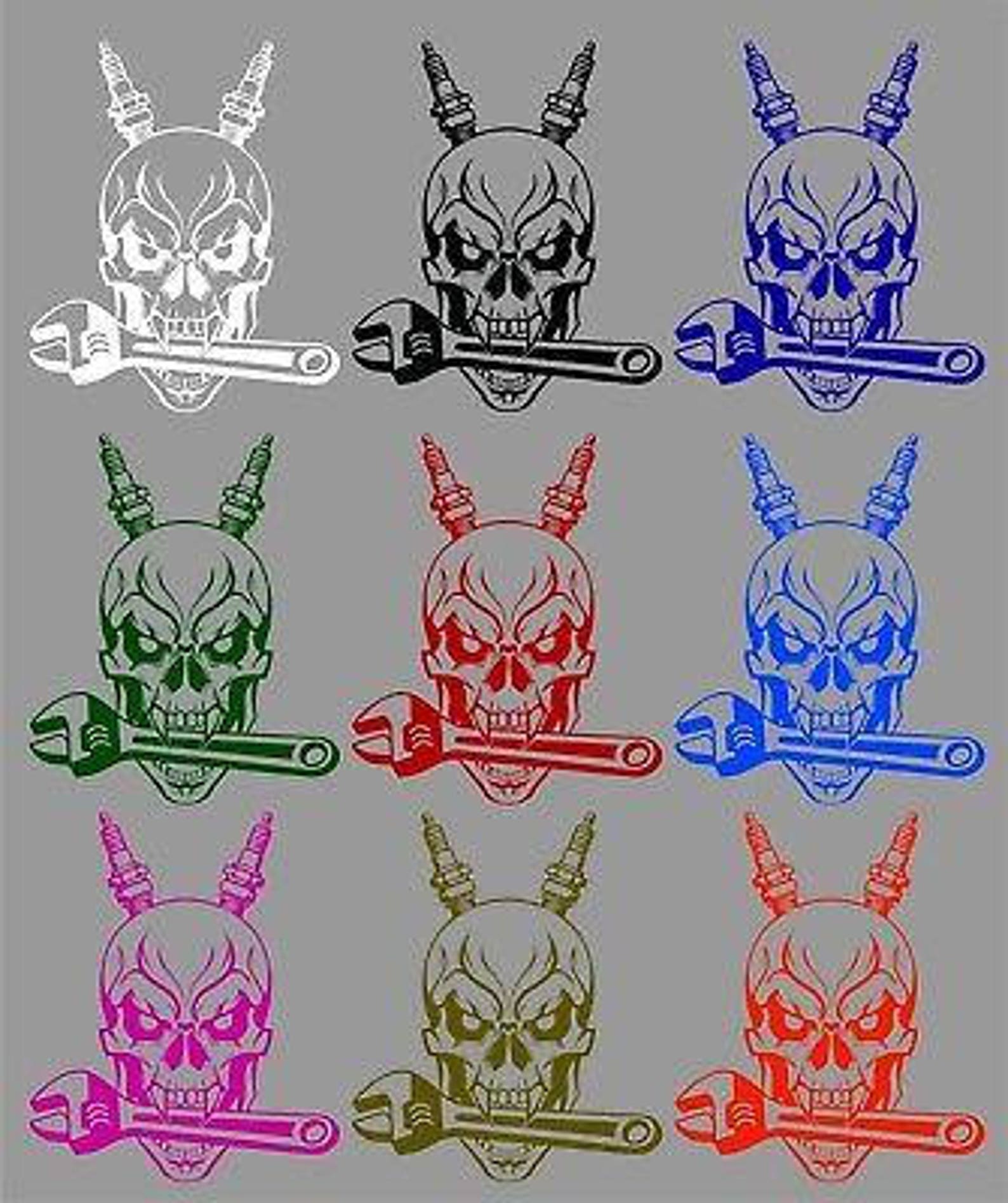Auto Mechanic Skull Spark Plug Wrench Tools Garage Shop Vinyl Decal ...