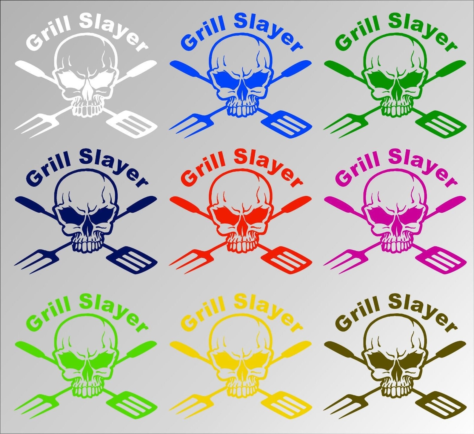 BBQ Grill Cooking Skull Custom Text Car Truck Window Laptop Vinyl Decal ...