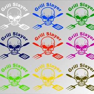 BBQ Grill Cooking Skull Custom Text Car Truck Window Laptop Vinyl Decal ...