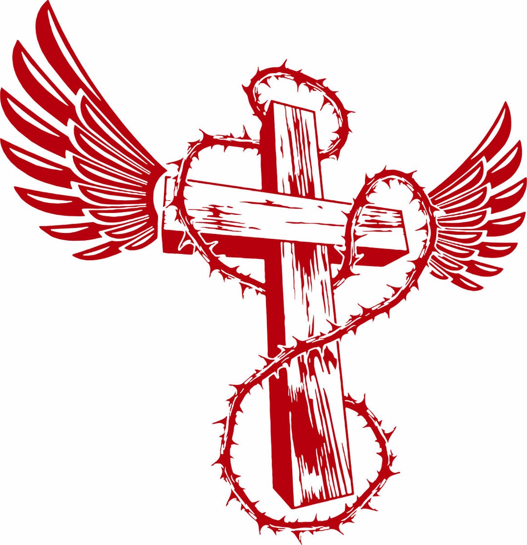 Cross Crow Thorns Wings Jesus Christ Christian Truck Window Vinyl Decal ...