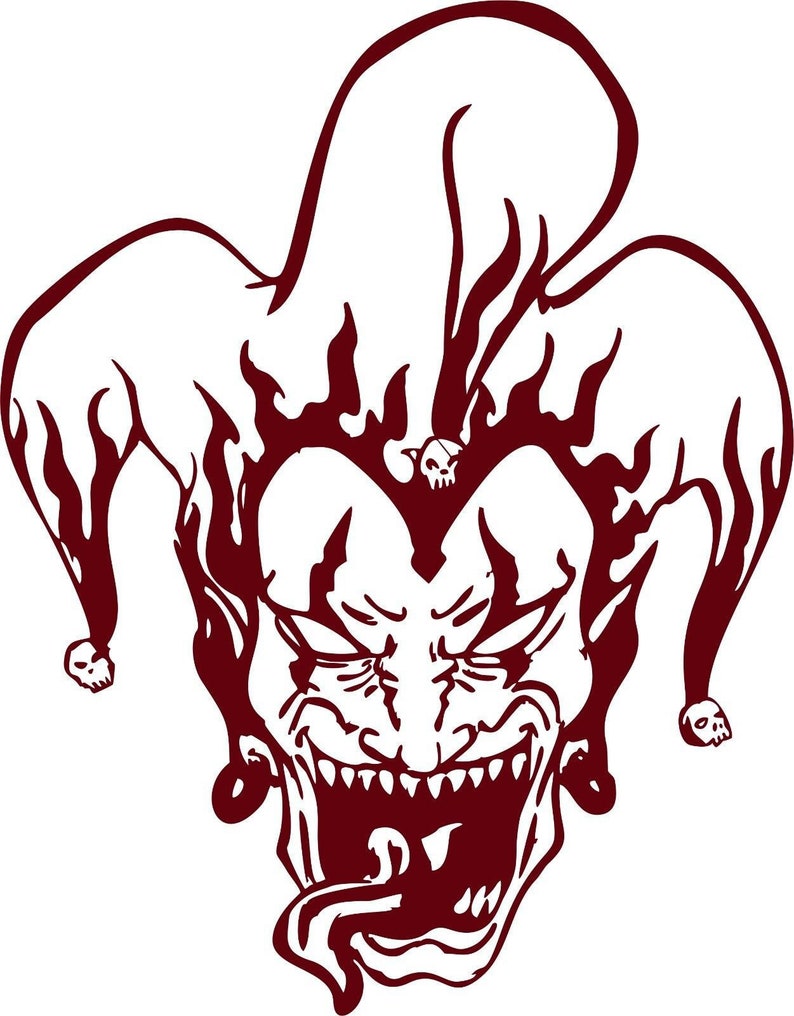 Jester Clown Tribal Flames Skull Car Truck Laptop Window Vinyl Decal ...