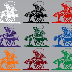 Cowboy Roping Calf Western Rodeo Bull Horse Car Truck Window Vinyl ...