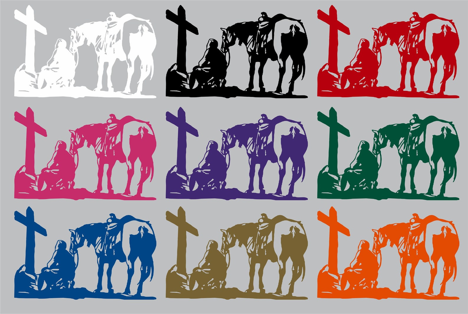 Cowboy Horse Cross Christian Western Rodeo Car Truck Window Vinyl Decal ...