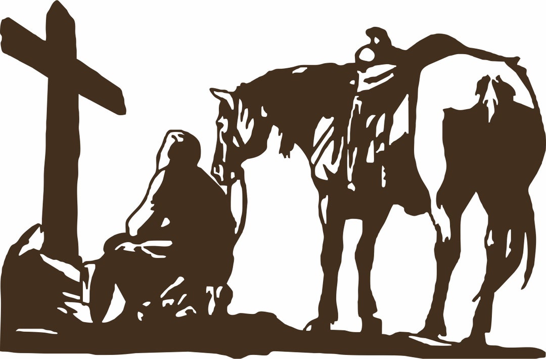 Cowboy Horse Cross Christian Western Rodeo Car Truck Window Vinyl Decal ...