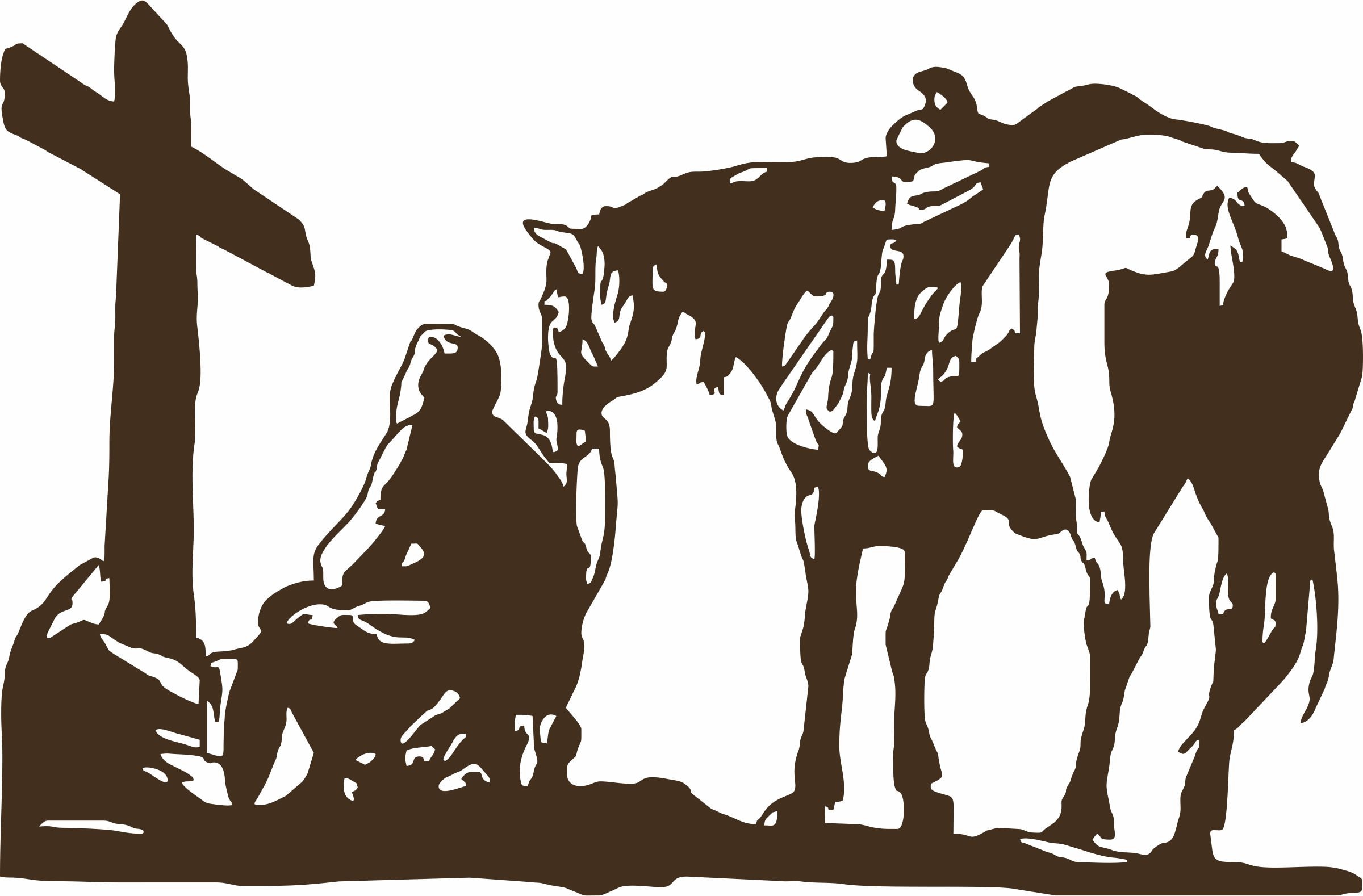 Cowboy Horse Cross Christian Western Rodeo Car Truck Window Vinyl Decal ...