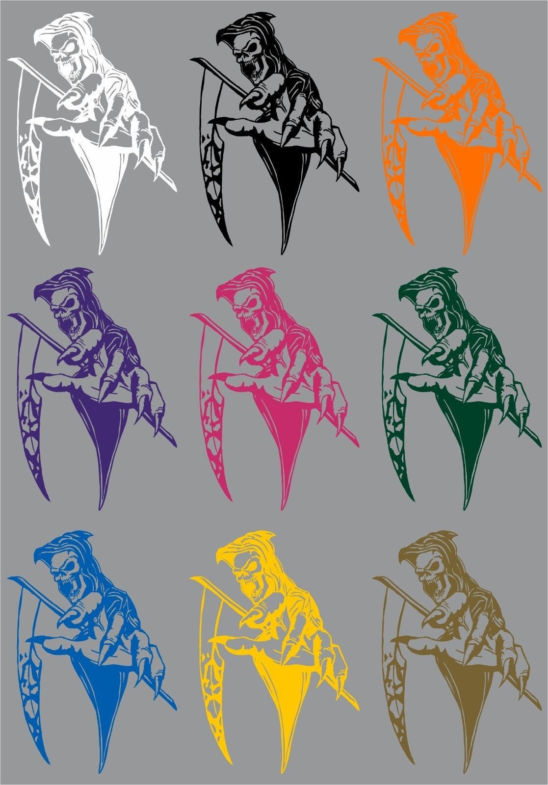 Grim Reaper Scythe Skull Creature Car Truck Window Laptop Vinyl Decal ...