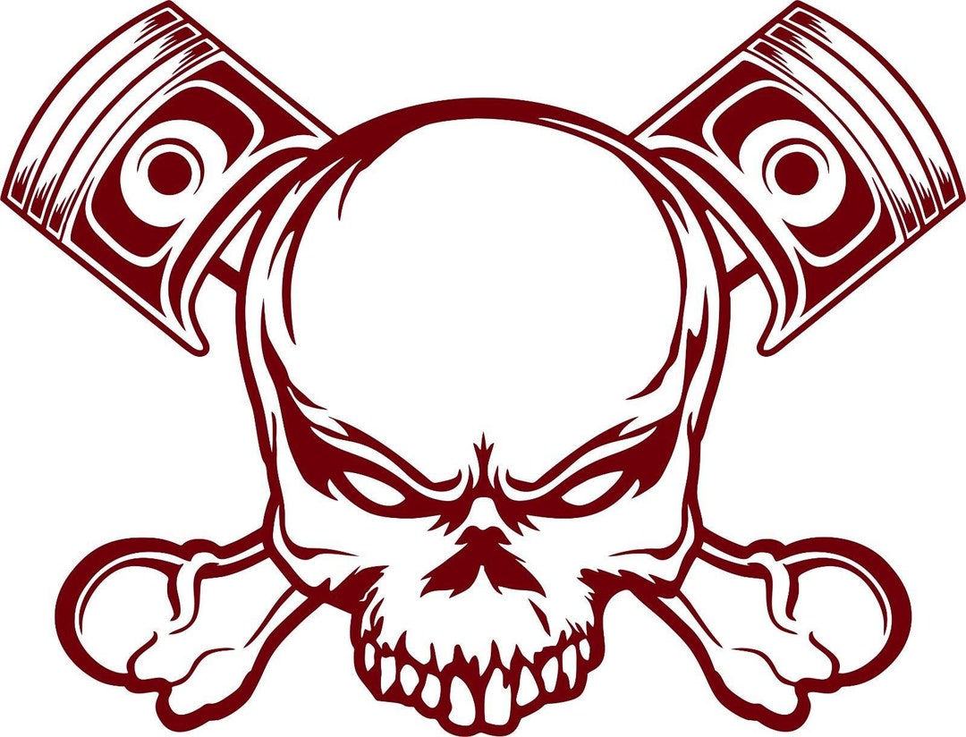 Skull Skeleton Piston Racing Bone Car Truck Window Laptop Vinyl Decal ...