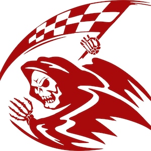 Grim Reaper Racing Checkered Flag Racecar Car Truck Laptop Vinyl Decal ...