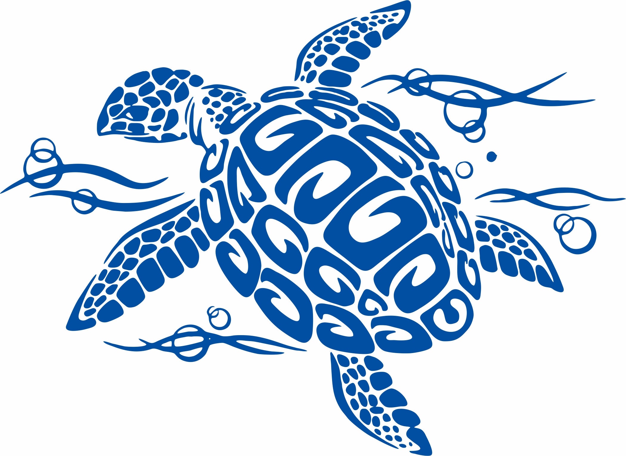 Sea Turtle Swimming Tribal Ocean Water Pet Fishing Boat Car Window ...