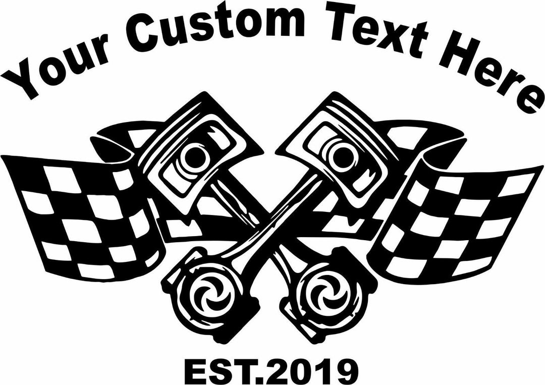 Custom Name Text Car Club Piston Flag Car Truck Window Vinyl Decal ...
