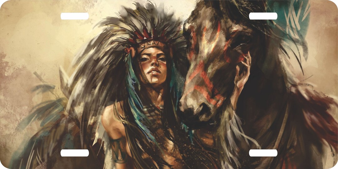 Native American Indian Woman Girl Horse Novelty Car Truck License Plate ...