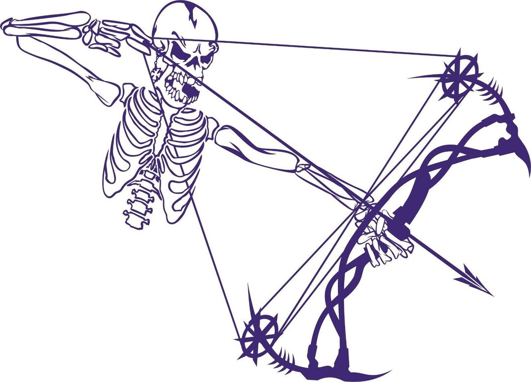 Skeleton Bow Arrow Hunter Skull Hunting Car Truck Window Vinyl Decal ...