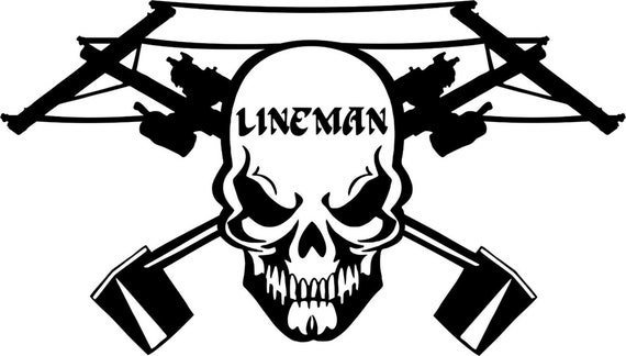 Lineman Skull Electrician Linemen Boom Bucket Power Pole Car | Etsy