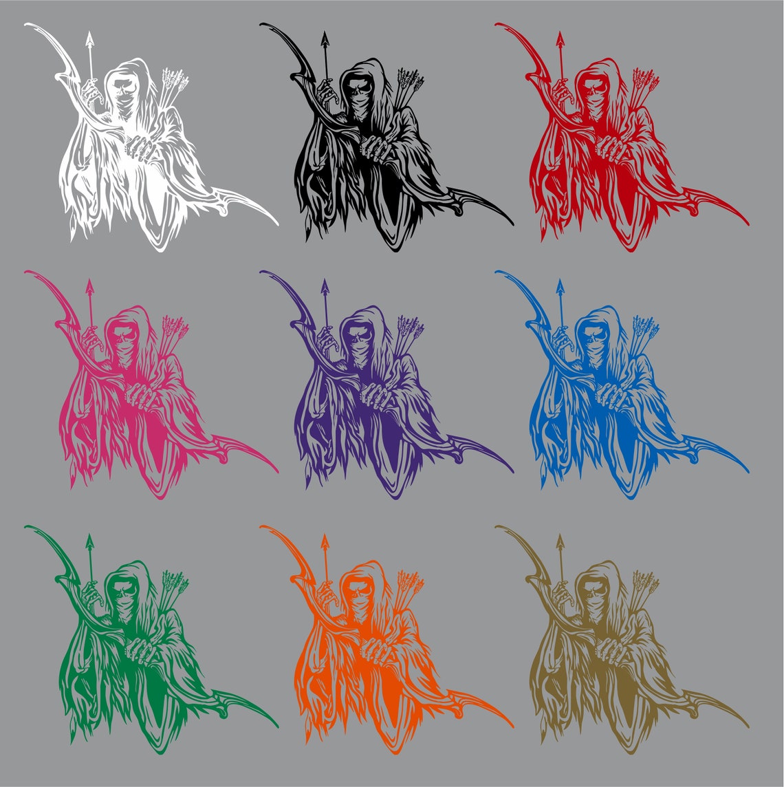 Grim Reaper Bow Arrow Quiver Archery Hunter Deer Skull Hunting - Etsy