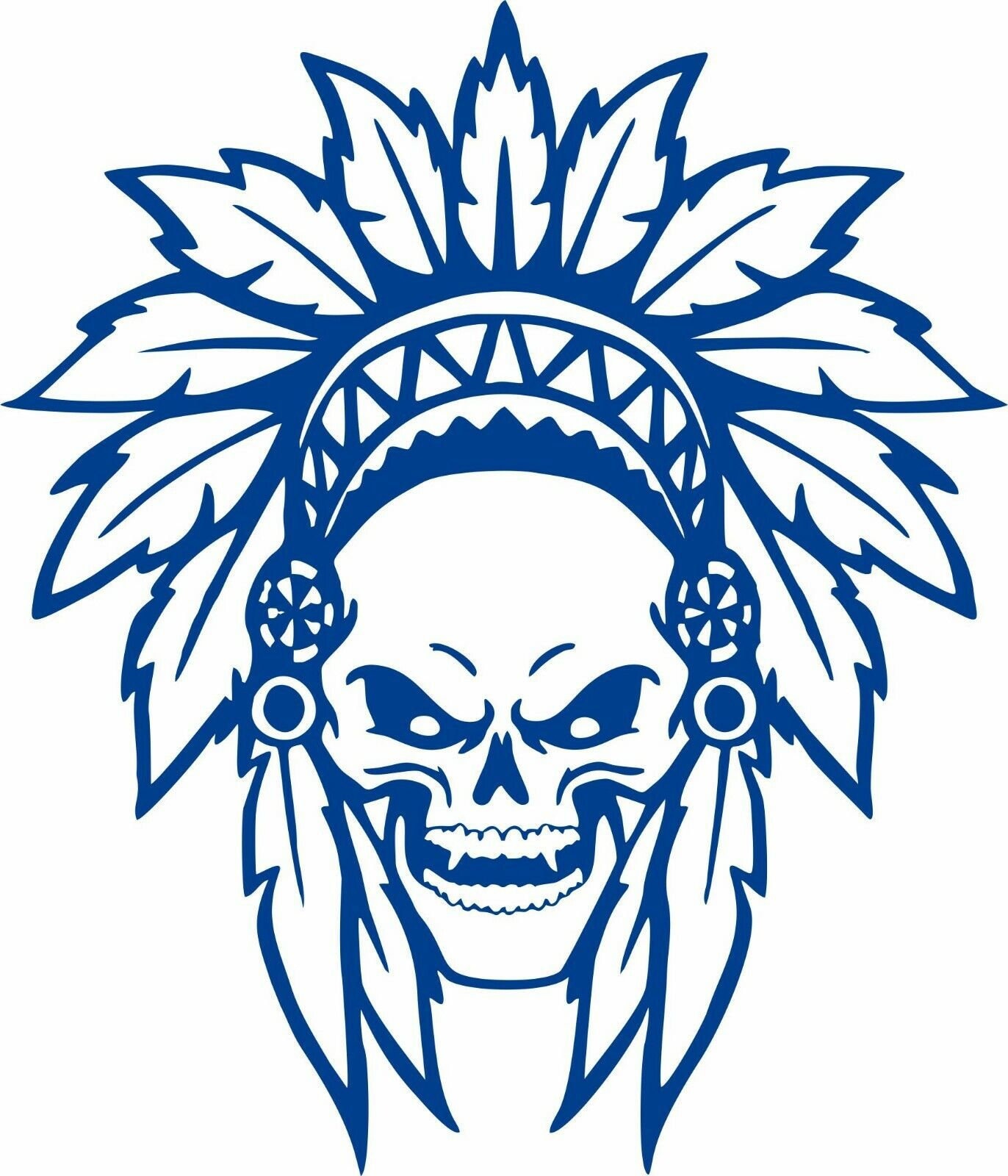 Native Indian Skull Skeleton Tribe Feathers Car Truck Window Vinyl ...