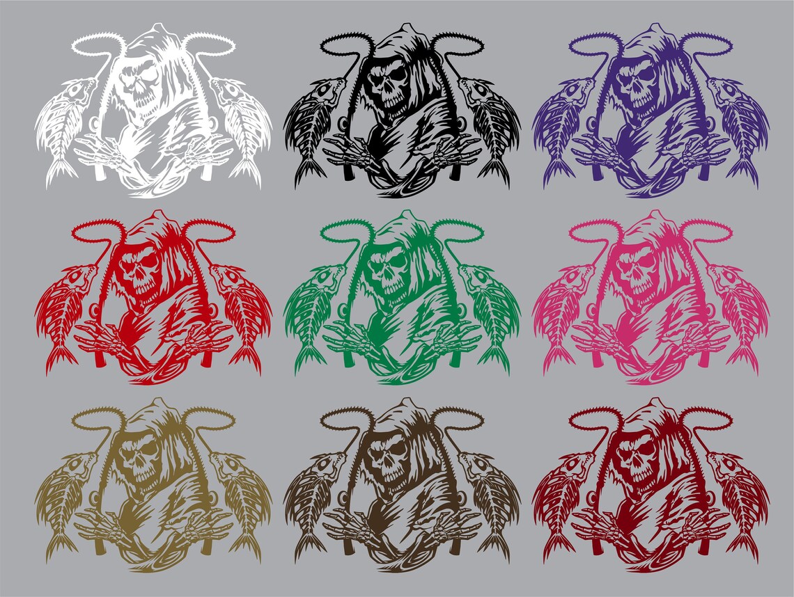 Fishing Grim Reaper Fish Skeleton Hunter Skull Car Truck - Etsy