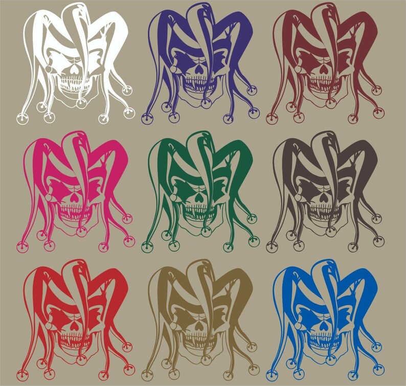 Clown Evil Jester Joker Skull Car Truck Window Laptop Vinyl Decal ...
