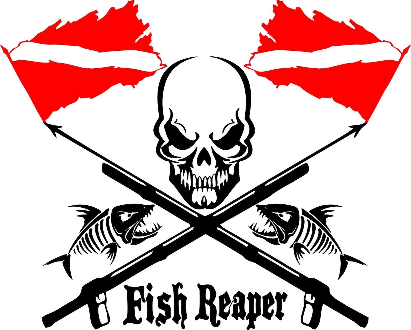 Fish Reaper Skull Scuba Diver Flag Speargun Ocean Shark Car - Etsy