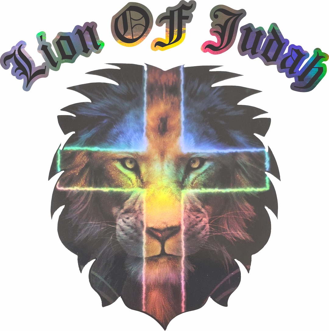 Holographic Lion Judah Yeshua Jesus Christ Cross Christian GOD Custom ...