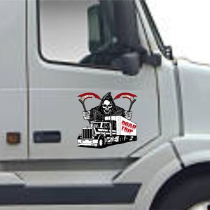 Grim Reaper 18 Wheeler Semi Big Rig Diesel Road Trip Truck Window Vinyl ...