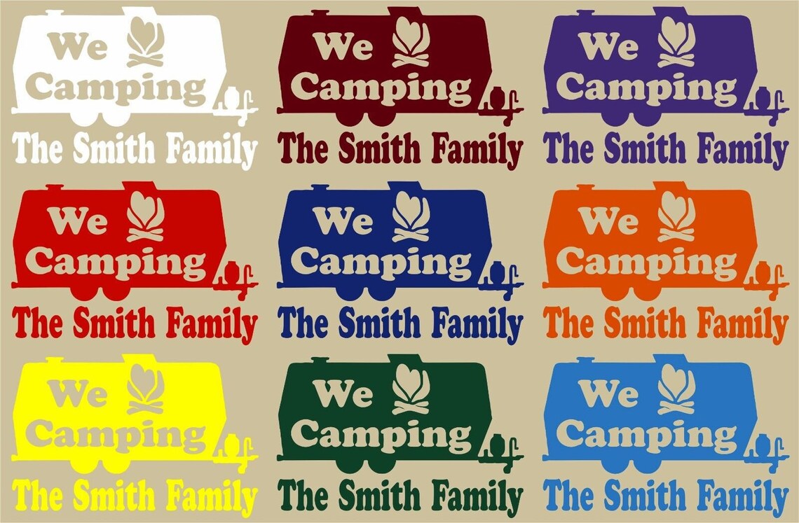 Camping RV Camper Tag Along Travel Trailer Custom Window Vinyl Decal ...