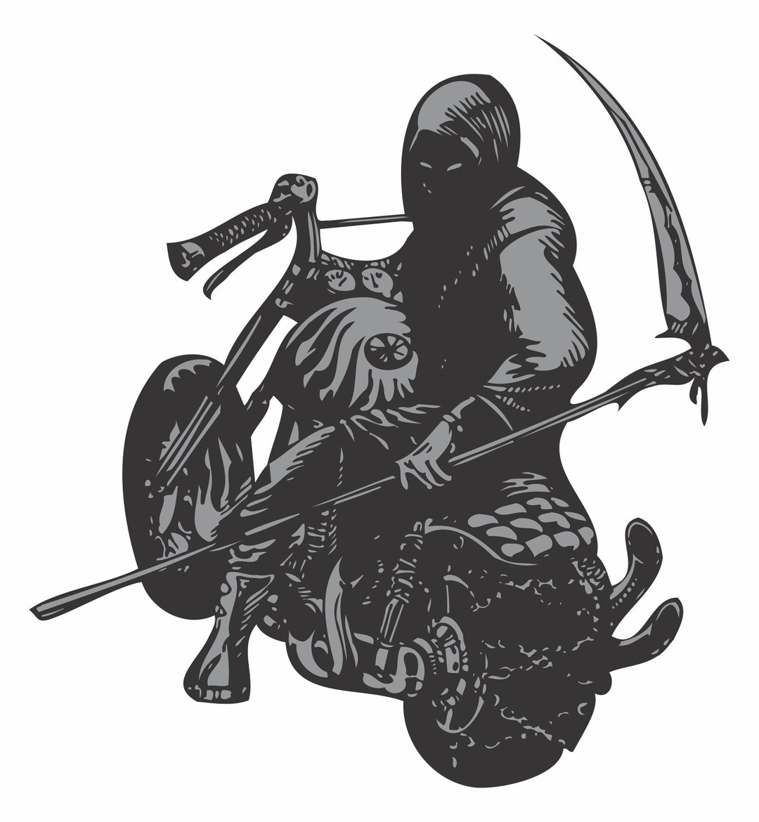 Motorcycle Grim Reaper Bike Biker Scythe Car Truck Window Vinyl Decal ...