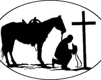 Christian Praying Cowboy Rodeo Car Truck Window Wall Laptop Vinyl Decal ...