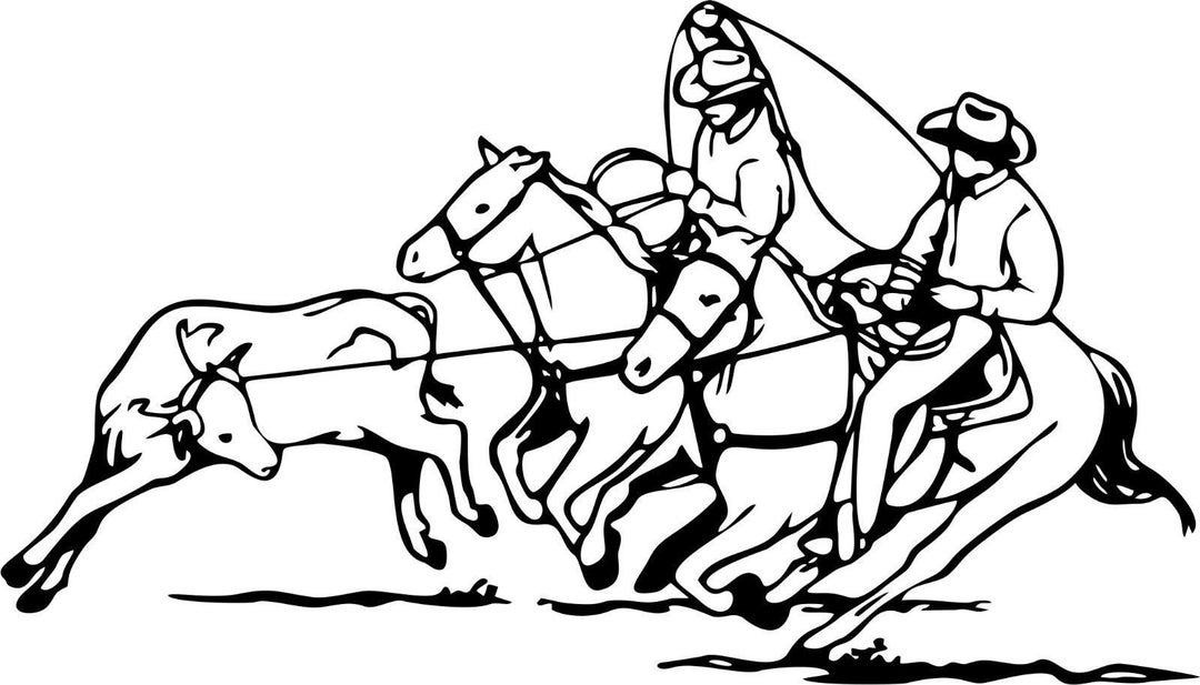 Cowboy Team Roping Calf Western Rodeo Car Truck Window Vinyl Decal ...