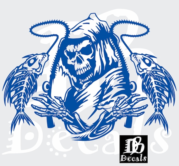 Fishing Grim Reaper Fish Skeleton Hunter Skull Car Truck - Etsy