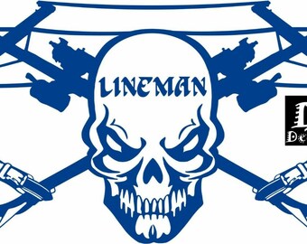 Lineman Skull Electrician Linemen Power Pole Car Truck Window Laptop ...
