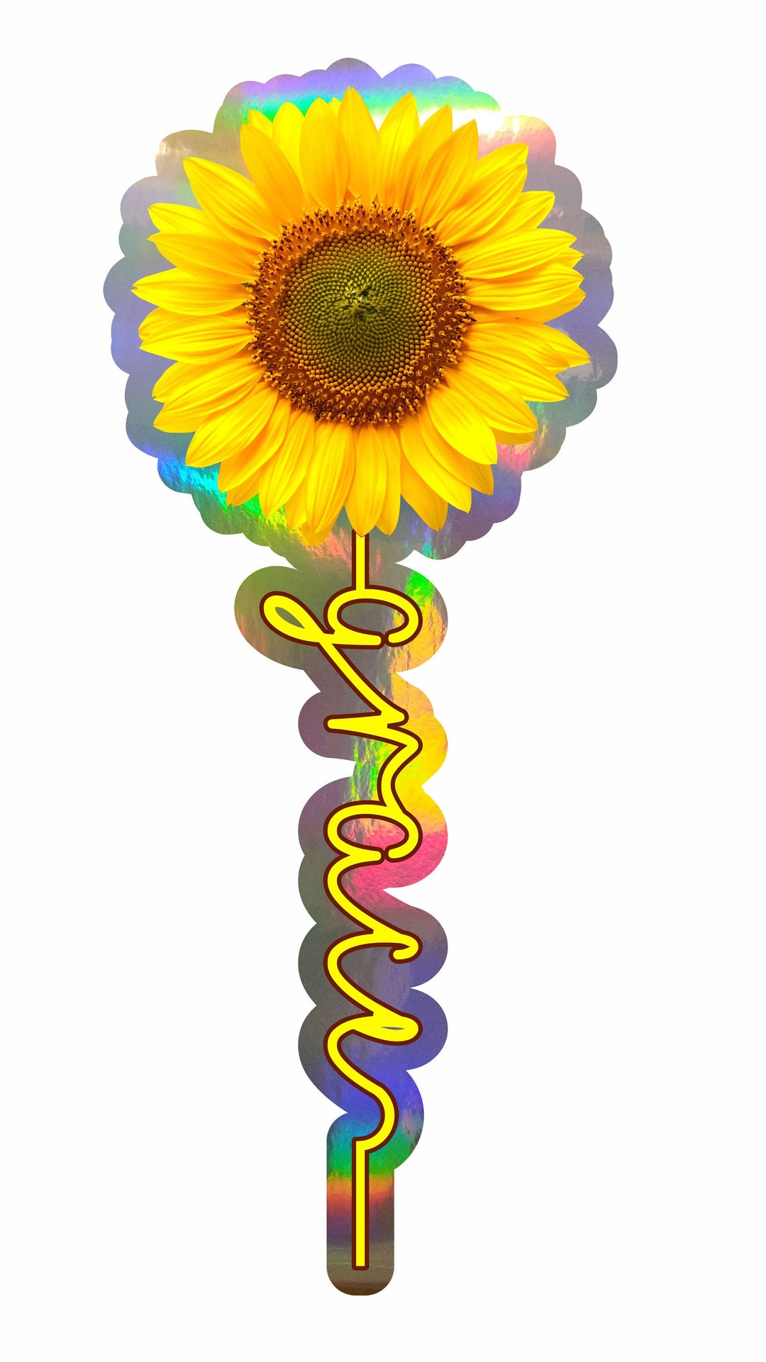 Sunflower Sun Flower Custom Name Holographic Vinyl Decal Sticker - Etsy