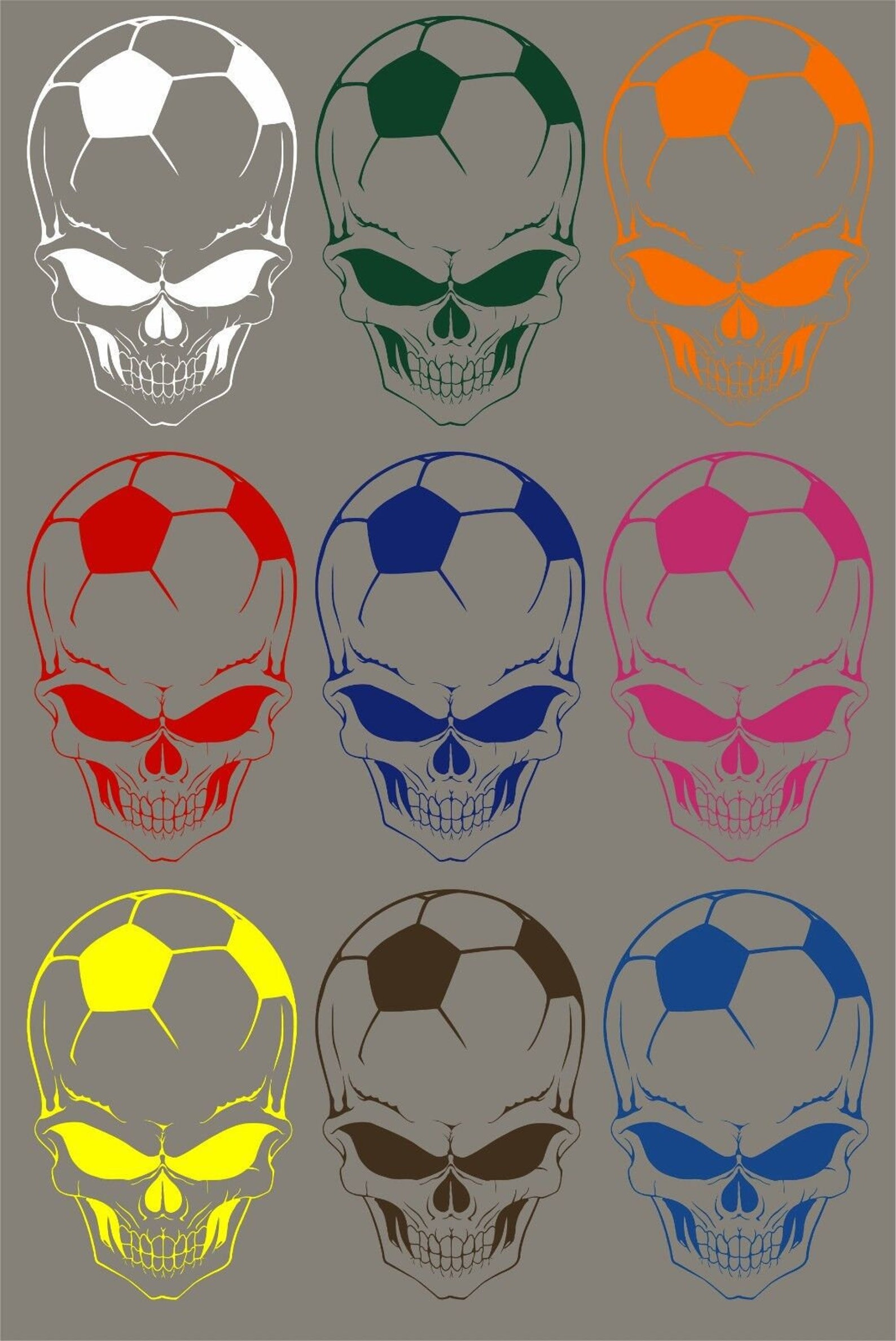 Soccer Skull Helmet Sports Ball Head Car Truck Window Vinyl Decal ...