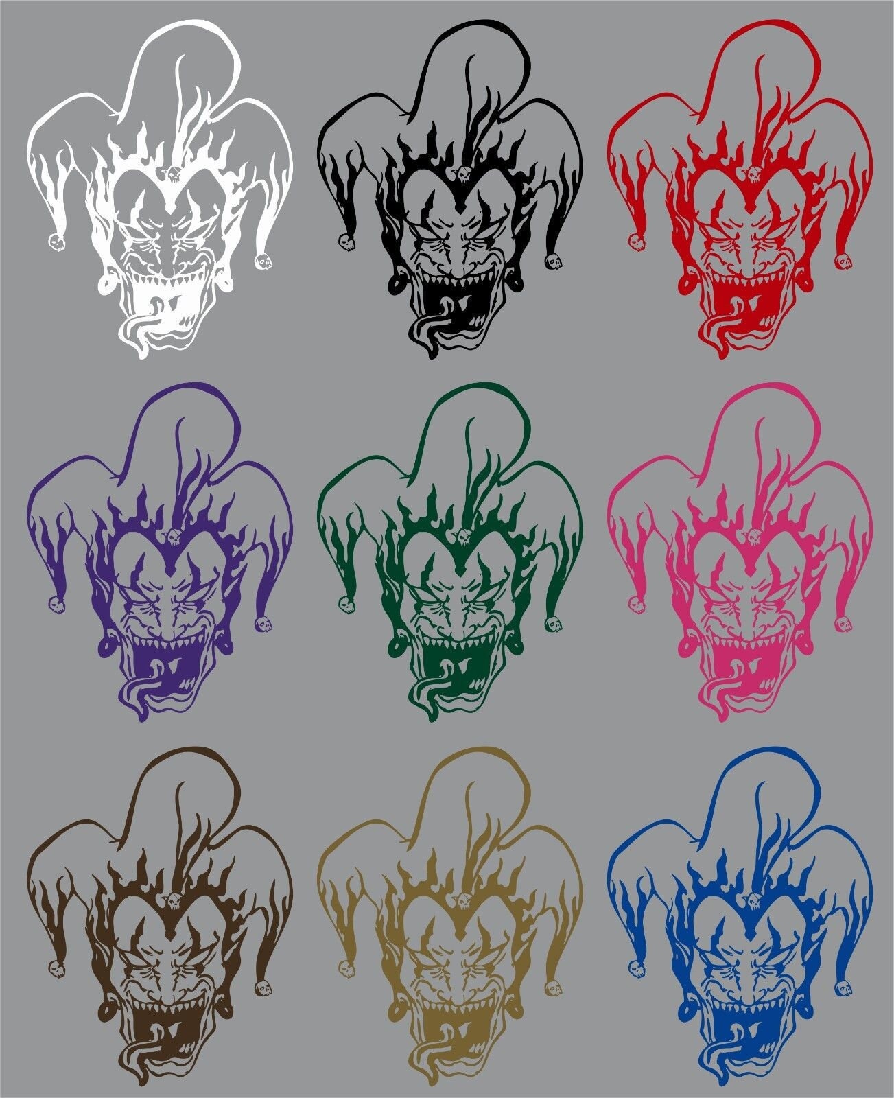 Jester Clown Tribal Flames Skull Car Truck Laptop Window Vinyl Decal ...