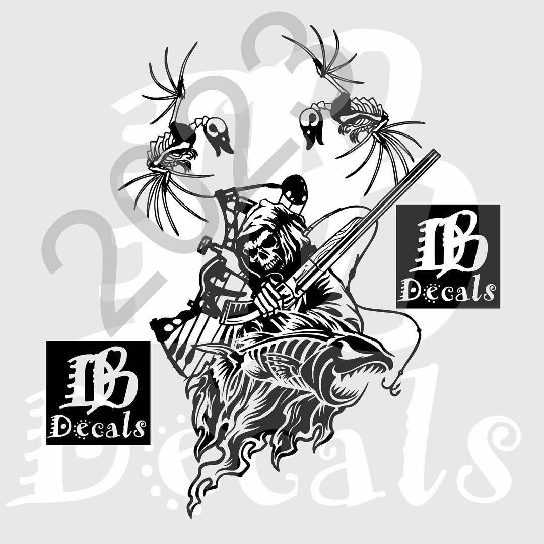Grim Reaper Hunting Vinyl Decal: Deer, Fish, Bow, Car Truck Window ...