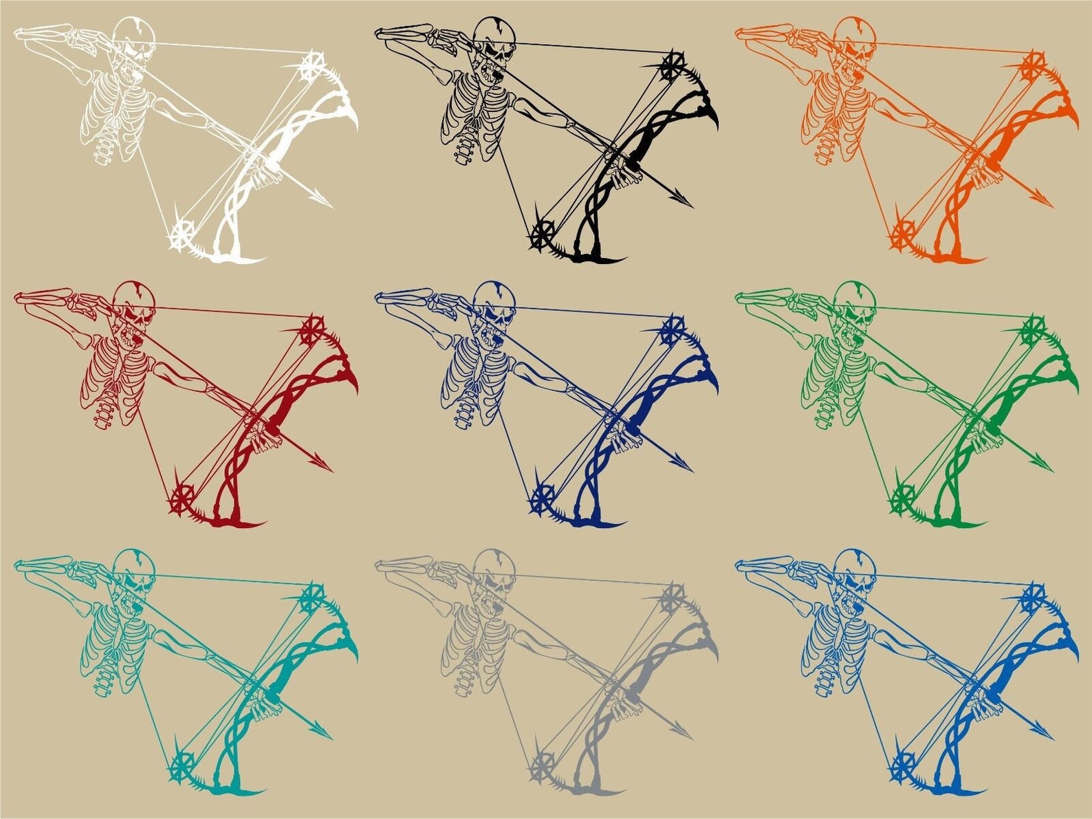 Skeleton Bow Arrow Hunter Skull Hunting Car Truck Window Vinyl Decal ...