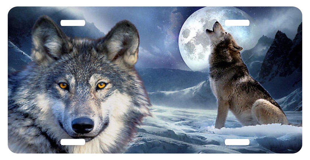 Wolf Pack Howling at Moon Aluminum License Plate - Etsy