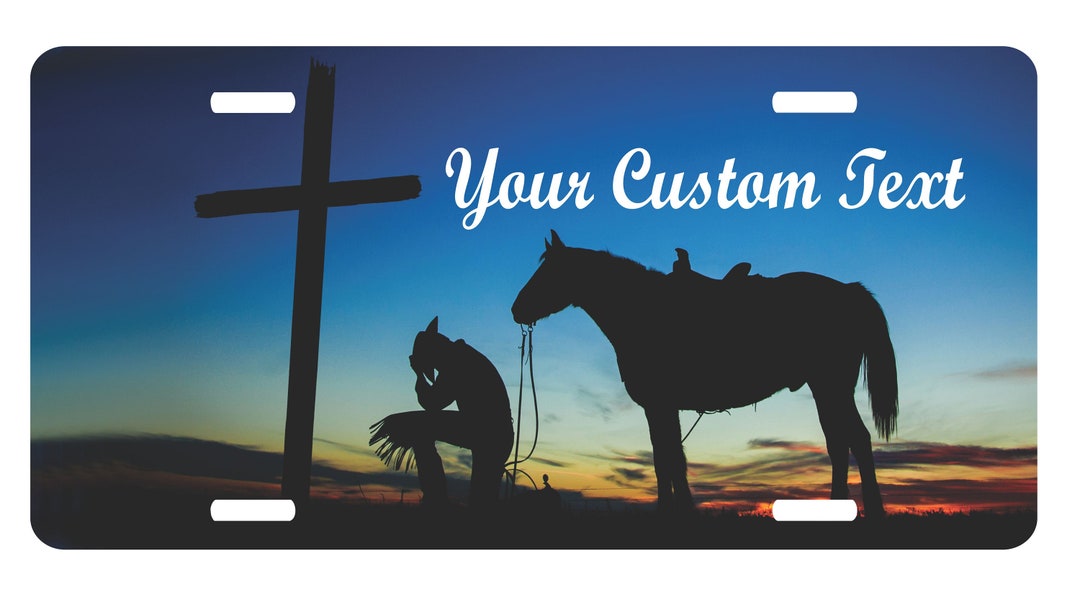 Custom Christian Cowboy Horse License Plate: Sunset Rodeo Car Tag - Etsy