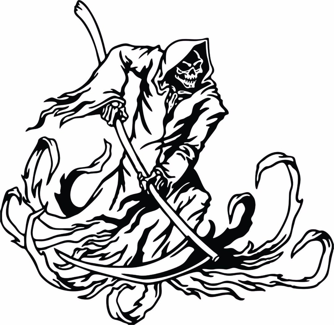 Grim Reaper Sythe Monster Creature Car Truck Window Laptop Vinyl Decal ...