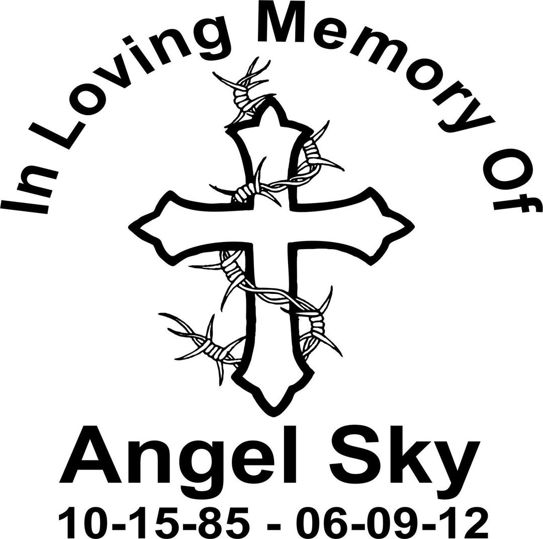 Custom in Memory of Cross Barb Wire Car Truck Window Vinyl Decal ...