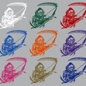 Grim Reaper Bow Arrow Scythe Hunting Deer Car Truck Window Vinyl Decal ...