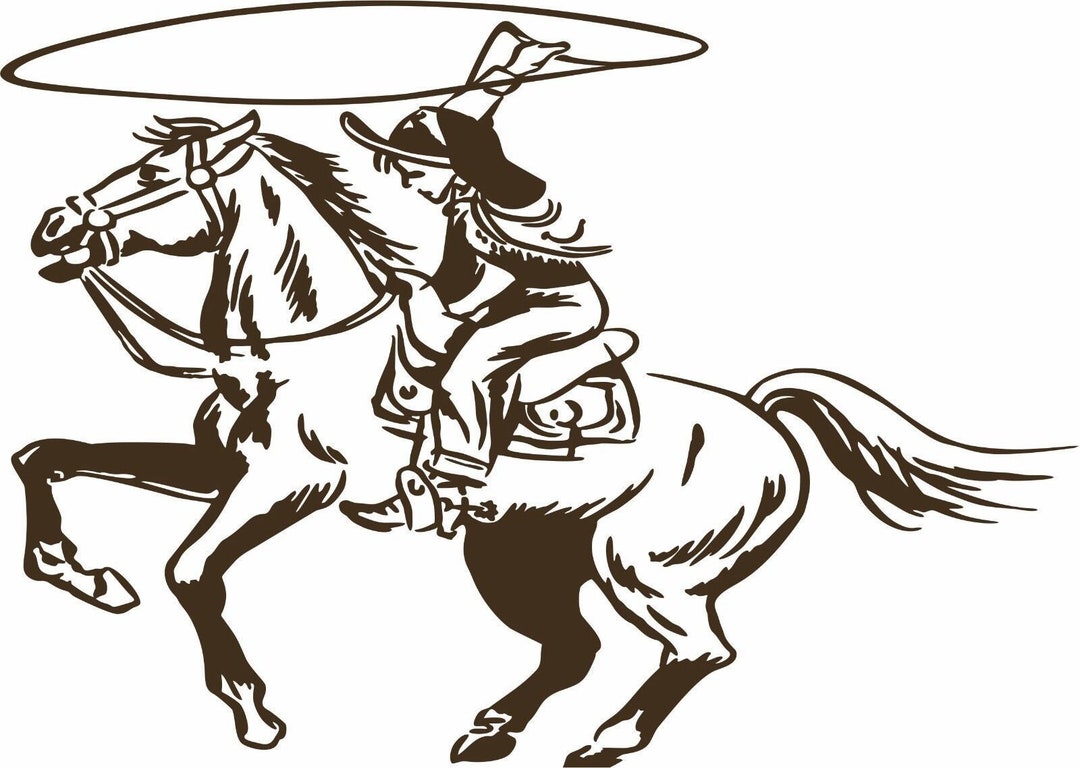 Cowboy Cowgirl Horse Roping Rodeo Western Window Laptop Vinyl Decal ...