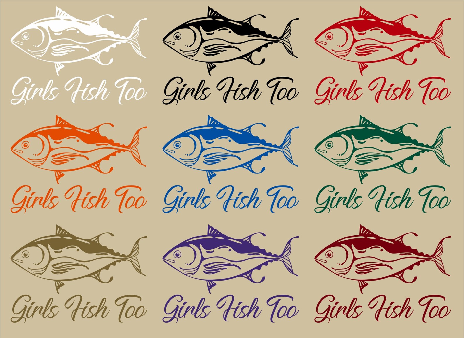 Girls Fish Too Fishing Car Truck Window Laptop Vinyl Decal Sticker - Etsy