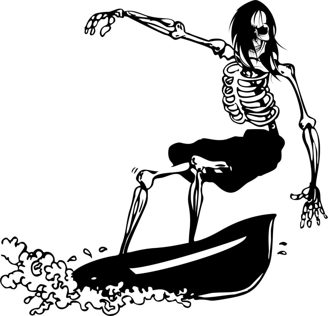 Surfboard Surfing Skeleton Skull 3 Designs Car Truck Window Vinyl Decal ...