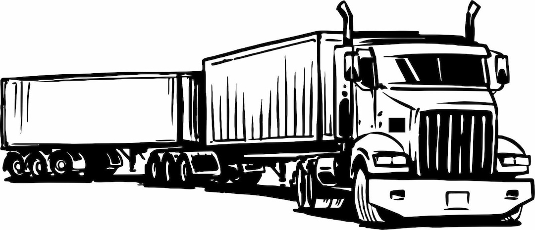 18 Wheeler Semi Big Rig Double Trailer Car Truck Window Vinyl Decal ...