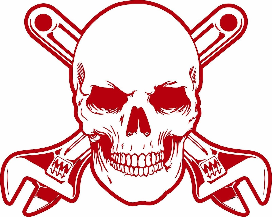 Mechanic Skull Tool Wrench Garage Business Shop Car Truck Vinyl Decal ...