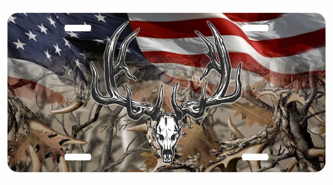 American Flag Deer Buck Doe Whitetail Skull Bone Camouflage Bow Arrow ...